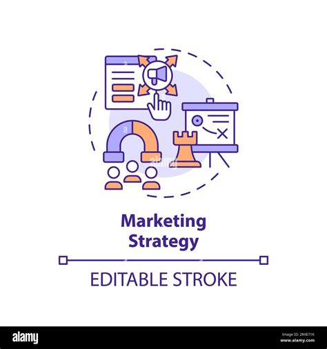 2d Colorful Thin Linear Icon Marketing Strategy Concept Stock Vector