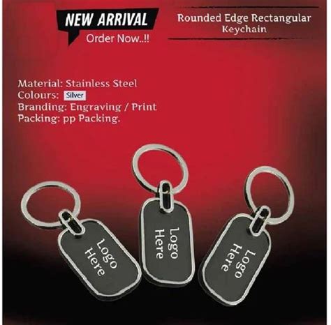 Black Metal Rounded Edge Rectangular Keychain Packaging Type Box At