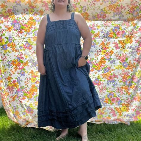 Denim 247 Dresses Dark Denim Plus Size Midi Dress Denim 247 24w