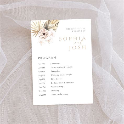 Blush Boho Wedding Program Shades Of Peony