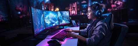 Premium Photo Professional Girl Gamer Plays In Mmorpg Capture Ai