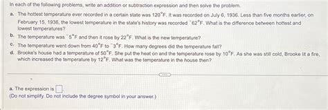 solved in each of the following problems write an addition