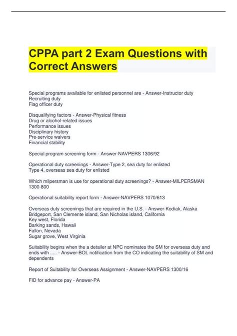 Cppa Part 2 Exam Questions With Correct Answers Cppa Stuvia Us
