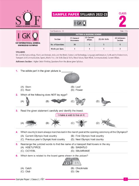 igko g k olympiad sample papers for class 2 olympiad tester