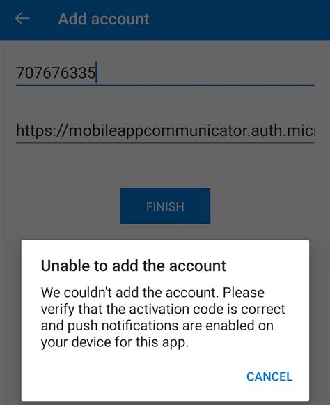 Microsoft Authenticator Activation Code Push Notification Error Configuration Manager