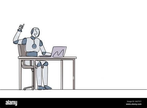 Single Continuous Line Drawing Robot Getting Bright New Idea While