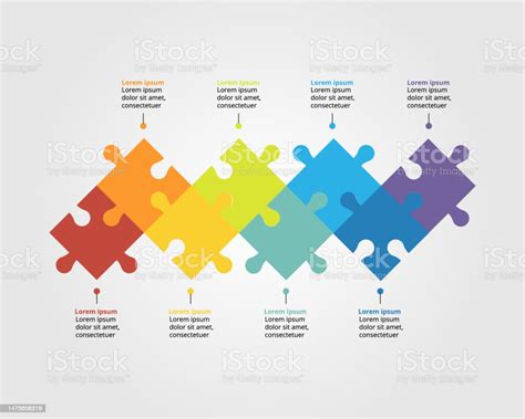 8 요소에 대한 프레젠테이션을 위한 인포그래픽에 대한 퍼즐 타임라인 템플릿 0명에 대한 스톡 벡터 아트 및 기타 이미지 0명 그래프 기하 Istock
