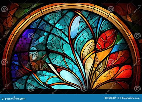 multicolored stained glass window with irregular random block pattern