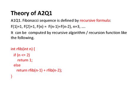 Assignment 2 Theory Theory Of A2q A1q1 Fibonacci Sequence Is Defined