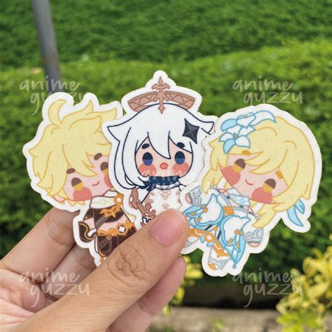 Jual Sticker Kerlip Genshin Impact Set Pc Lumine Aether Paimon Waterproof Shopee Indonesia