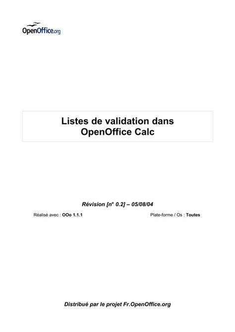Pdf Listes De Validation Dans Openoffice Calc Dokumen Tips