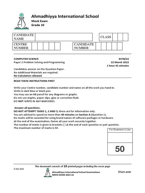 mock p2 ais cie igcse computer sci pdf test assessment array