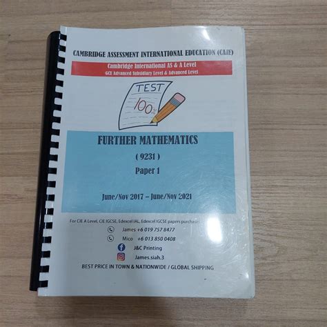 cie a level as further mathematics paper 1 fp1 past year paper