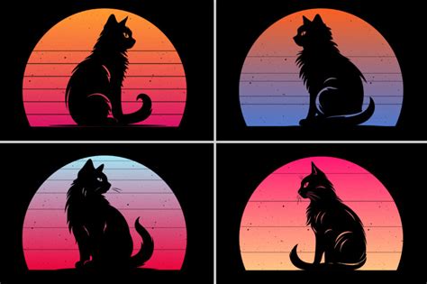 Cat Lover Retro Sunset T Shirt Graphic Buytshirtdesigns
