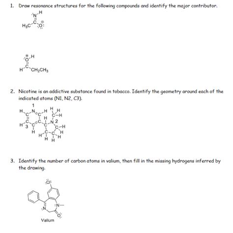 [Solved] . 1. Draw resonance structures for the following compounds and... | Course Hero