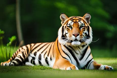 Premium Photo Tiger On The Grass Wallpapers