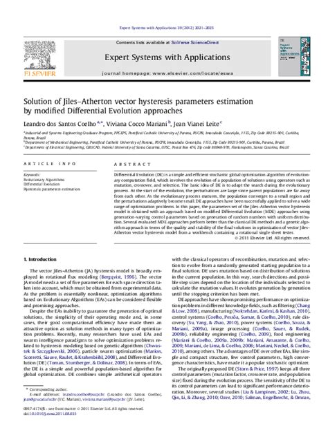 Pdf Solution Of Jilesatherton Vector Hysteresis Parameters