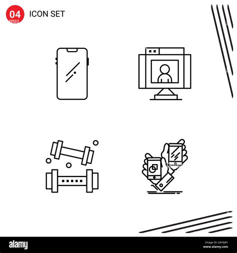 collection of 4 vector icons in line style pixle perfect outline