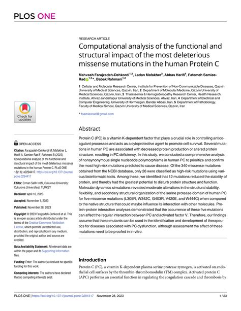 Pdf Computational Analysis Of The Functional And Structural Impact Of The Most Deleterious