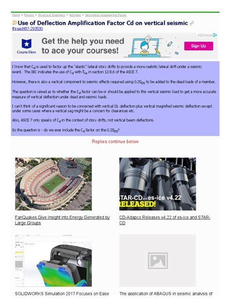 Use Of Deflection Amplification Factor Cd On Vertical Seismic Seismology Engineering Eng