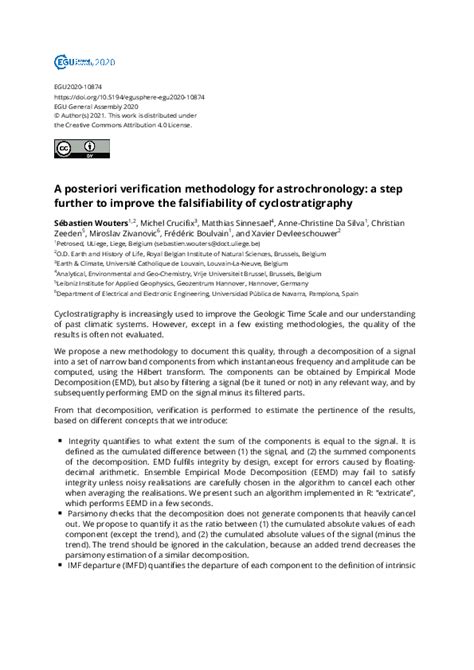 Pdf A Posteriori Verification Methodology For Astrochronology A Step