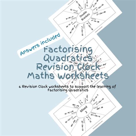 Mastering Quadratics Free Factorising Worksheets
