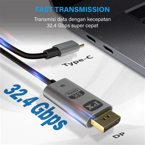 Jual Kabel USB Type C 3 1 Converter To DP Display Port 1 4 8K PX CDP 1M Shopee Indonesia