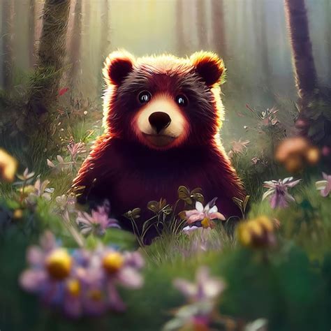 Premium Photo Cute And Delightful Bear Character In Illustrated Form