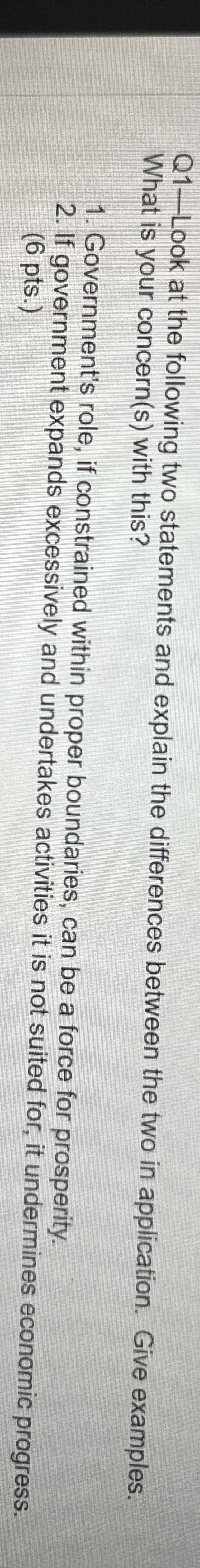 solved q1 look at the following two statements and explain