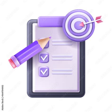 3d Checklist On Clipboard Target Cardboard Exam Paper Document