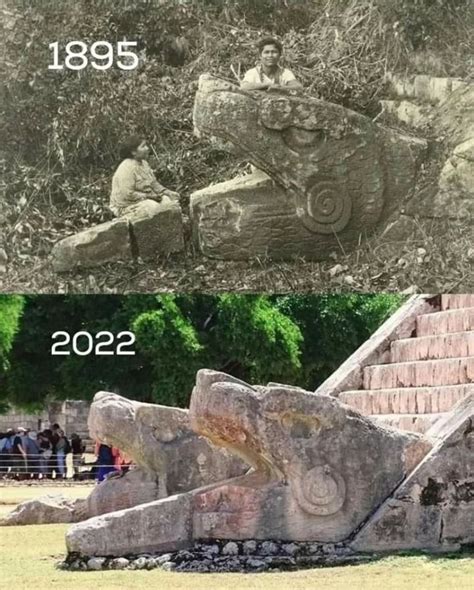 Tallas De Piedra De Kukulkán En El Castillo En Chichén Itzá 1895 Y 2022 Codigo Oculto