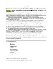 Section One Docx Section One Directions Use Context Clue To Define The Words In Bold Then