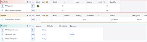 Setting Stoichiometry Coefficients
