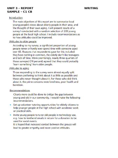 C1 Unit 3 Sample Report Pdf