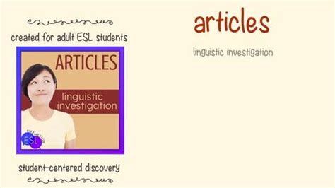 Articles Grammar Activity For Adult Esl Linguistic Investigation