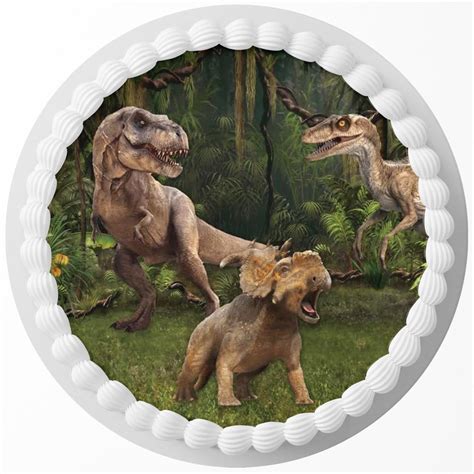 Dinosaurs Trex Dino Edible Cake Toppers Round Ediblecaketopper