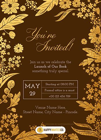 Book Launch Invitation Launch Party Invitation Happy Invites