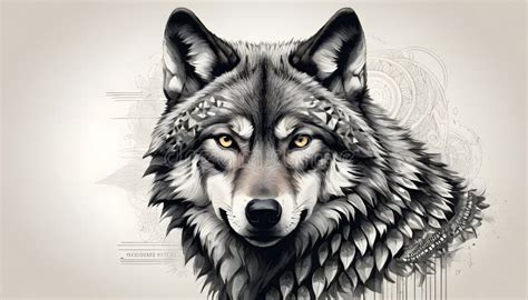 Majestuoso Retrato De Lobo Obra Maestra De Arte Digital Stock De