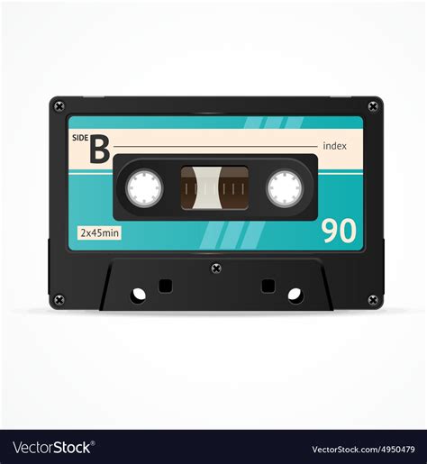Blue Cassette Tape Isolated Royalty Free Vector Image