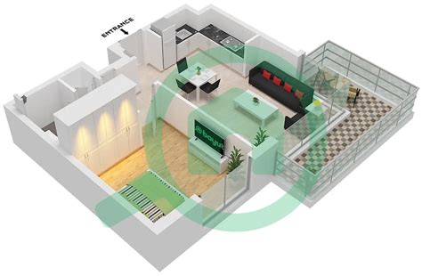 Floor Plans For Type A10 1 Bedroom Apartments In Grove Bayut Dubai