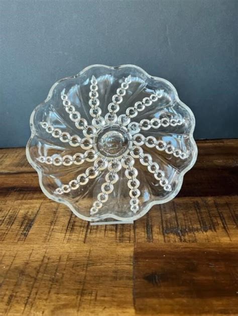 Duncan And Miller Beaded Swirl Clear Glass Dish Pinwheel Bubble Plate Etsy
