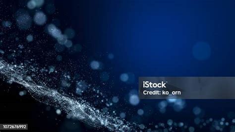 파란색 배경 디지털 서명 필드의 깊이와 공간 베일 스파클 파도 입자 입자는 흰 빛 선 3차원 형태에 대한 스톡 사진 및 기타 이미지 Istock
