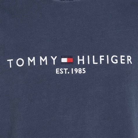 Tommy Hilfiger Garment Dyed Logo T Shirt Navy