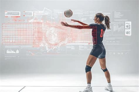 Volleyball Player With Futuristic Interface Premium Ai Generated Image