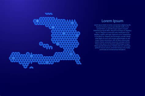 배너 포스터 인사말 카드 노드와 공간 별과 패턴 기하학적 배경을 반복 하는 파란색 삼각형에서 아이티 지도 추상적 인 회로도 벡터