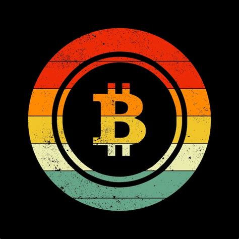 Diseño Retro Vintage Puesta De Sol Bitcion Vector Premium