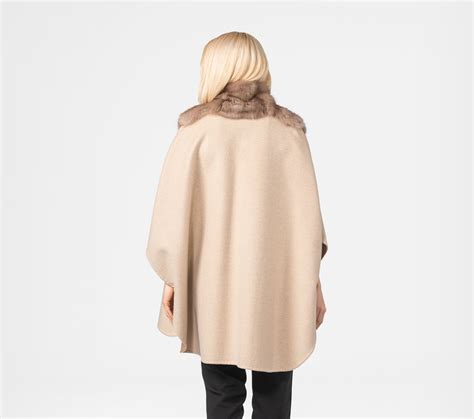 Cashmere And Wool Cape With Fur 100 Real Fur Haute Acorn