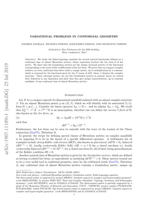 Pdf Variational Problems In Conformal Geometry