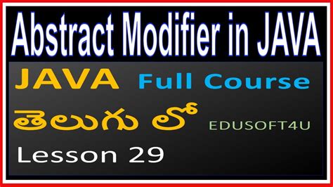 Abstract Modifier In Java Java Total Course In Telugu Lesson 29 Youtube