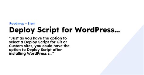 Deploy Script For Wordpress Site Ploi Roadmap